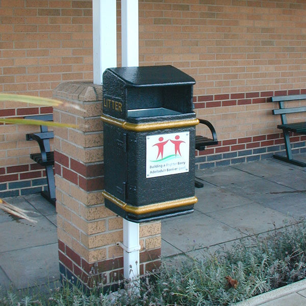 TL/FO Post Mountable Front Opening Litter Bin | Wybone