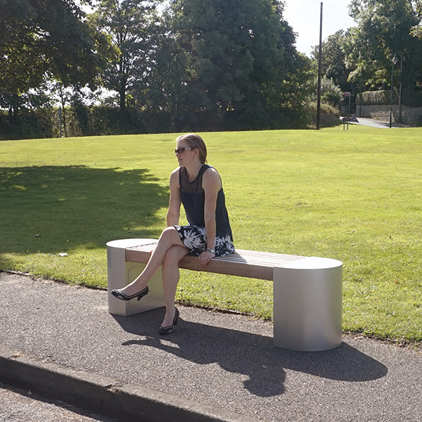 Wybone Torpedo Bench with galvanised steel ends and Iroko Hardwood ...