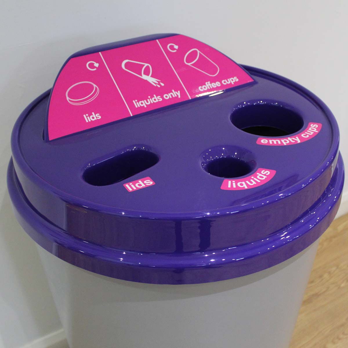 Coffee Cup Bin Purple Lid Clearance 2 | Wybone